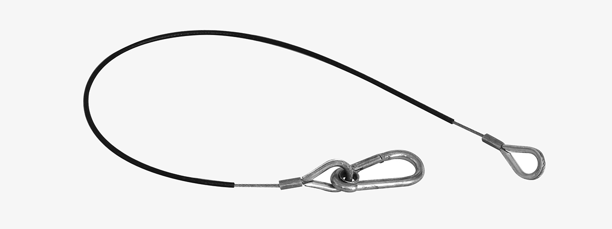 Safety Cable: steel cable with clip & loop.