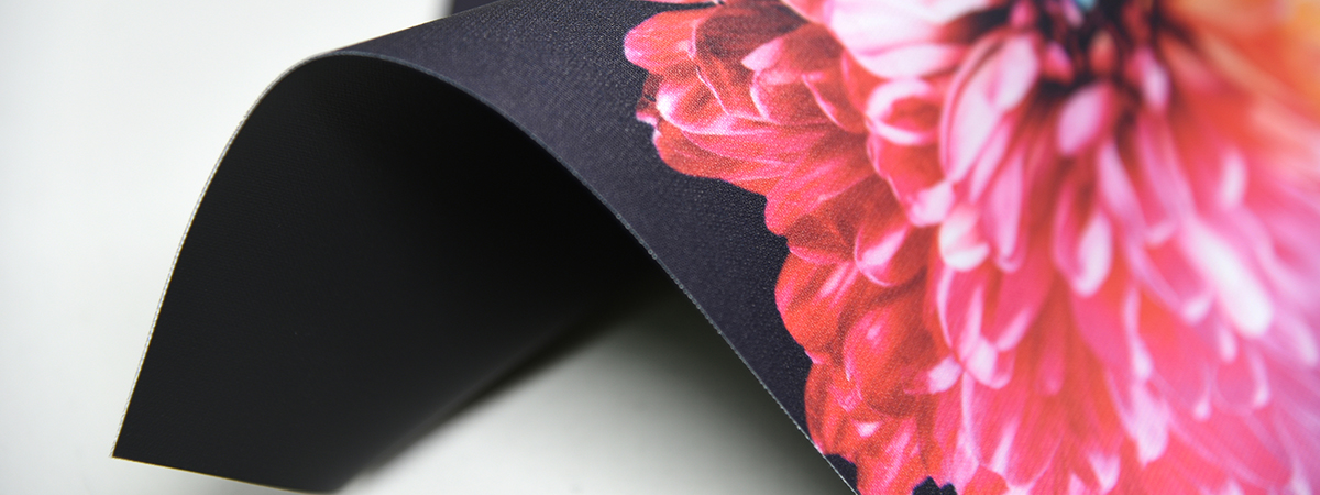 Blackout Flex BB Print: Blackout printed fabric with black backing.