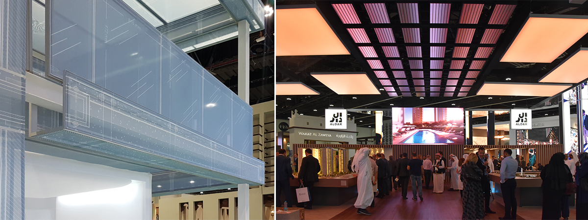 Cityscape: lightboxes and sheer fabric by ShowTex