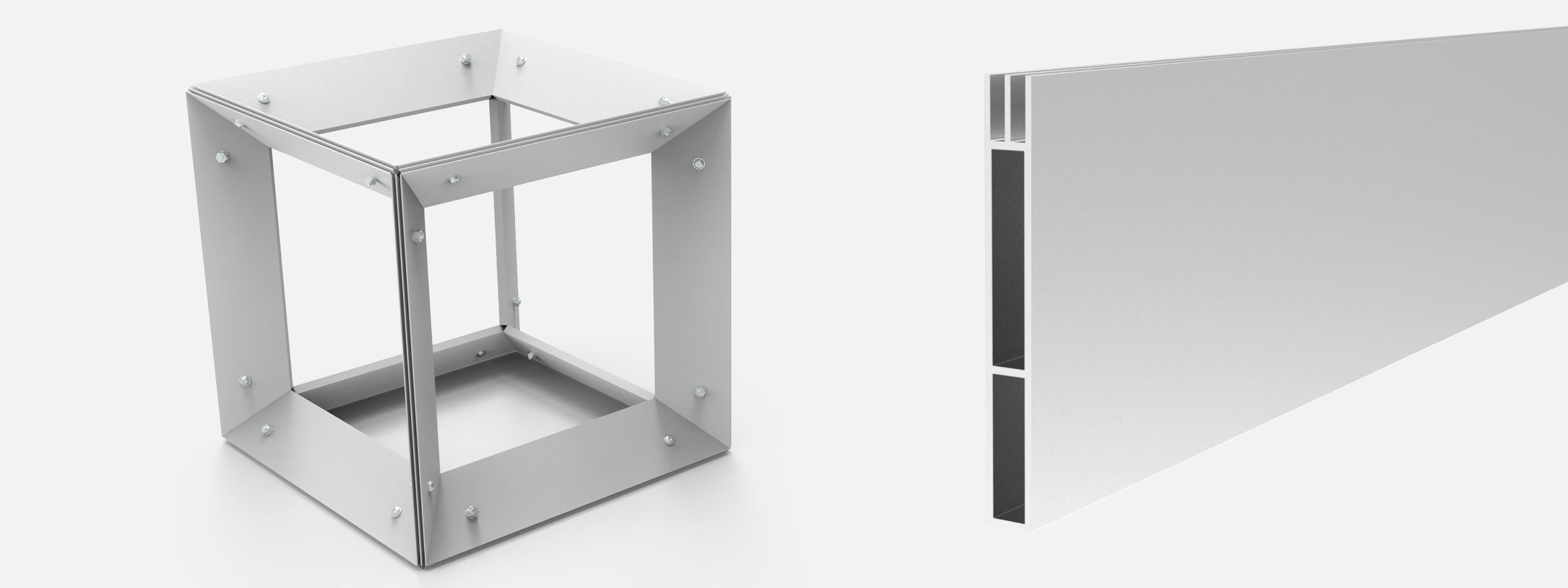 Cube PrintFrame: cubic aluminium frame