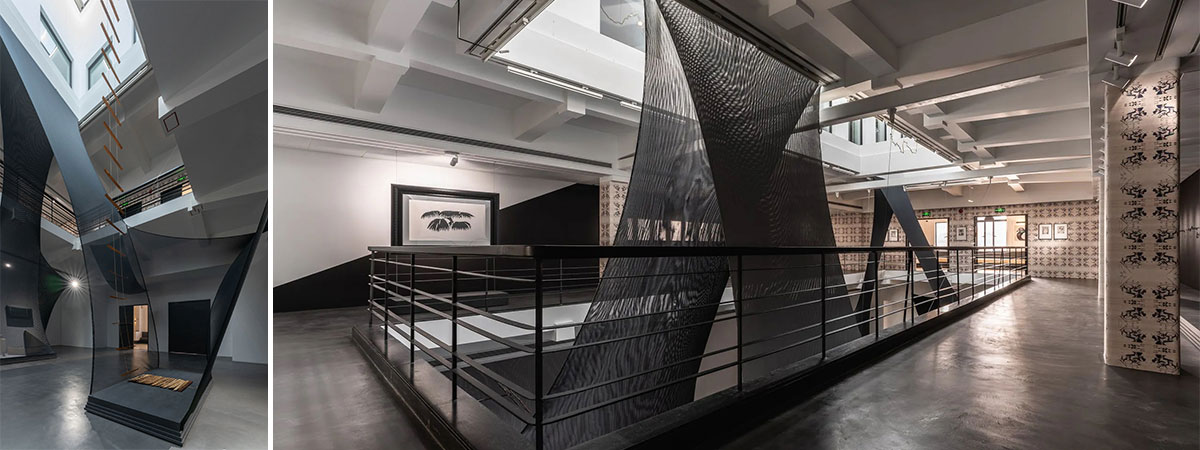 Mesh stretch fabrics shape fabric 3D structures | Expo decoration