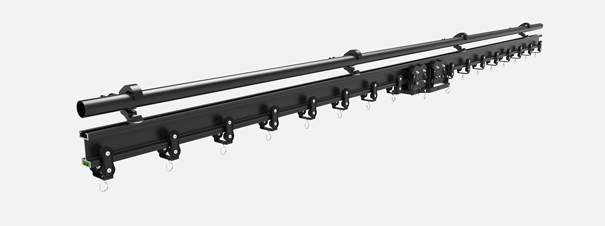 Horizontal Chaintrack: Curtain track with precision movement.