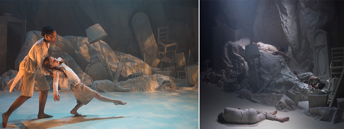 A theatrical landscape featuring AluShape molding cloth by ShowTex