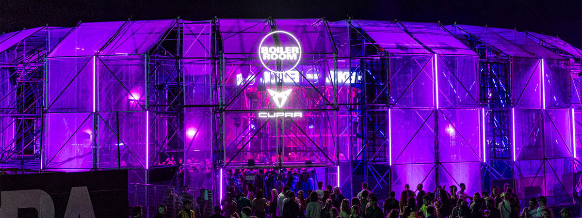 Translucent mesh creates intimate festival atmosphere