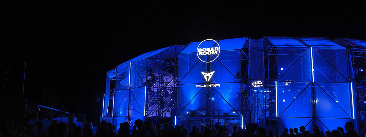 Translucent mesh creates intimate festival atmosphere