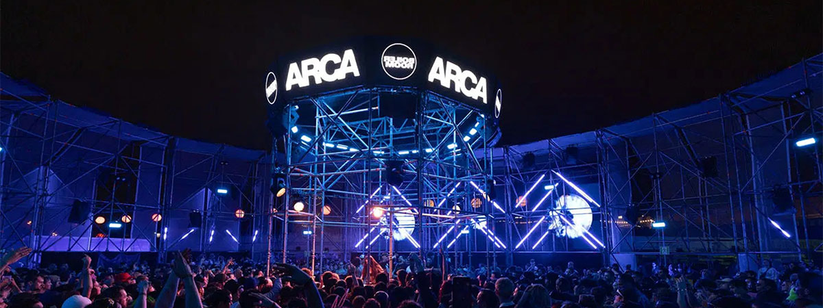 Translucent mesh creates intimate festival atmosphere