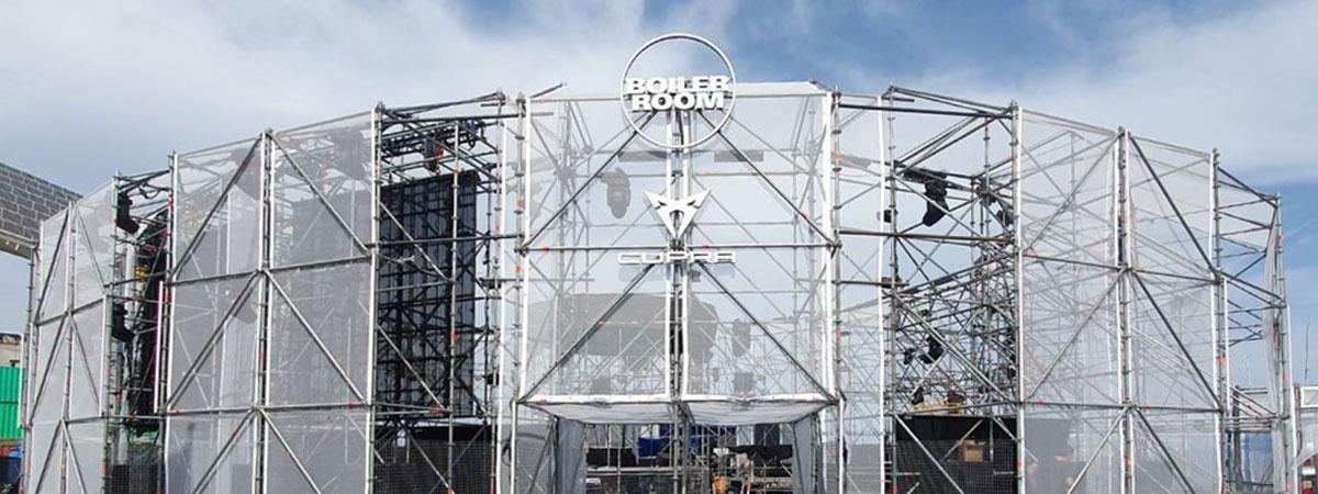 Translucent mesh creates intimate festival atmosphere