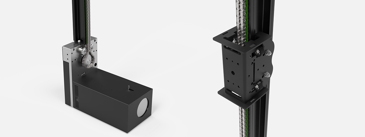 Vertical Chaintrack: For motorized heavy duty & precise movement.