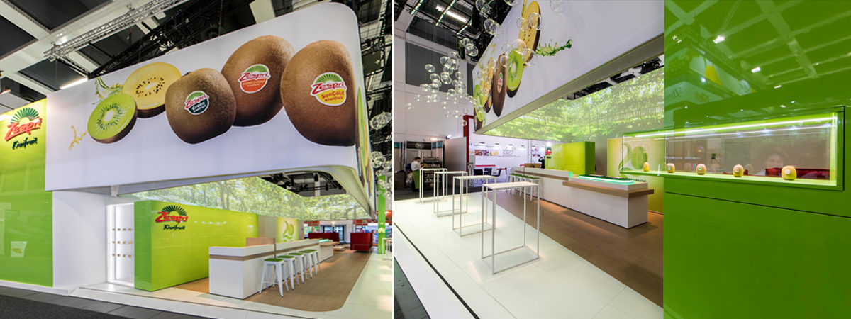 Zespri Stand: printed fabrics, projection screens & frames