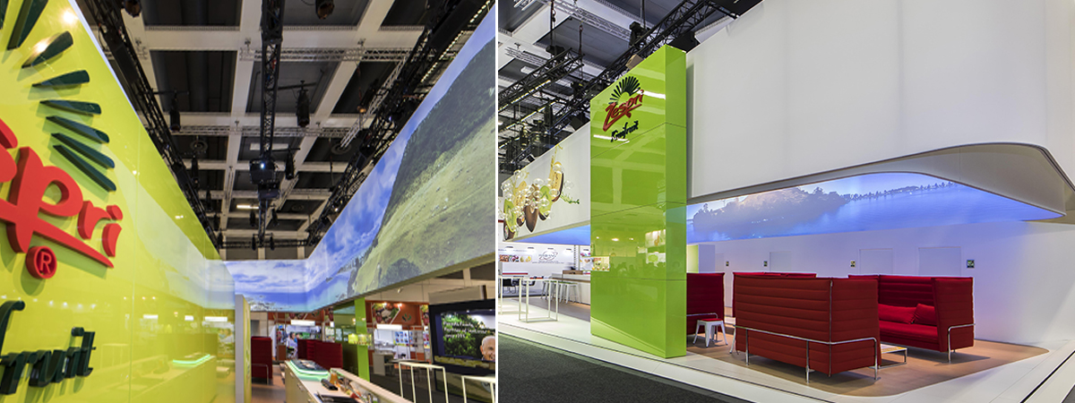 Zespri Stand: printed fabrics, projection screens & frames